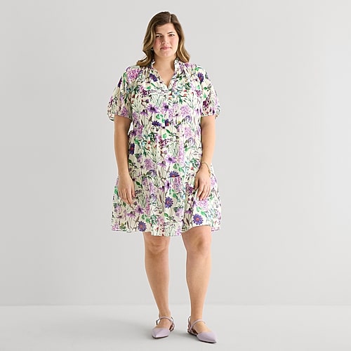 Click here for Sam And Jess Womens Plus V Neck Short Sleeve Flora... prices