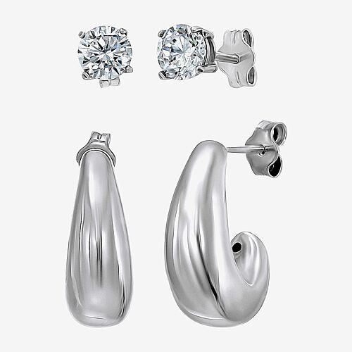 Click here for Womens White Cubic Zirconia Sterling Silver 2 Pair... prices