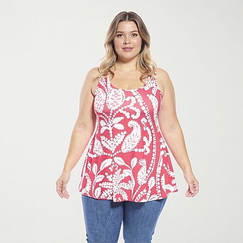 Click here for 24seven Comfort Apparel Plus Size Paisley Scoop Ne... prices