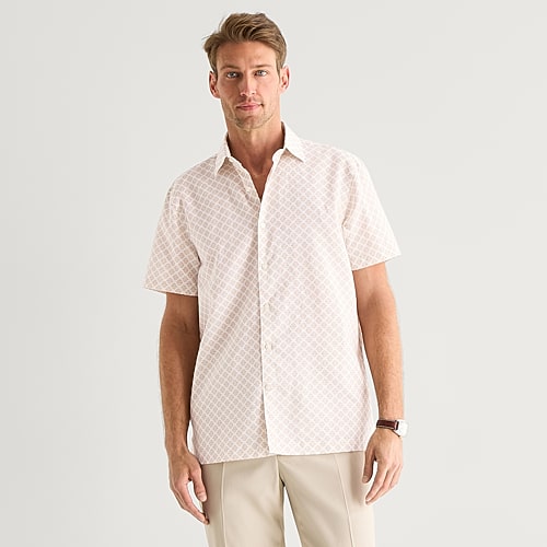 Click here for Stafford Linen Print Mens Short Sleeve Regular Fit... prices