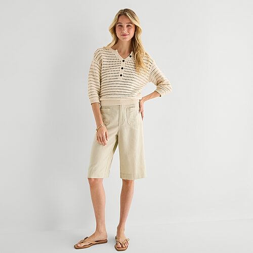 Click here for a.n.a Womens Linen Blend Patch Pocket Cropped Pant... prices