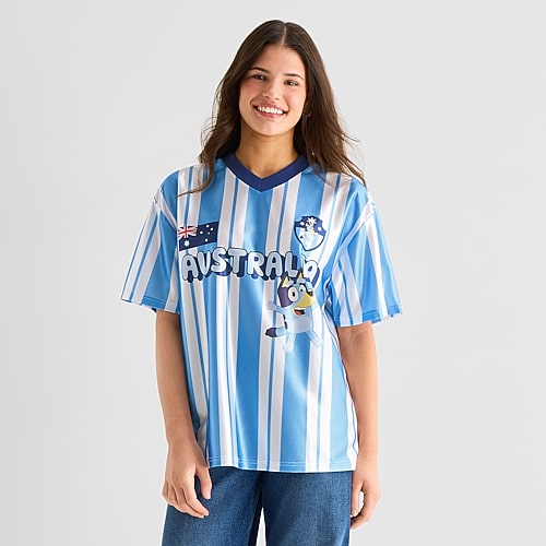 Click here for Womens Juniors V Neck Short Sleeve Bluey Jersey  M... prices