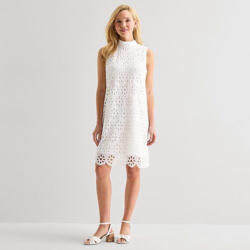 Click here for Robbie Bee Womens High Neck Sleeveless Shift Dress... prices