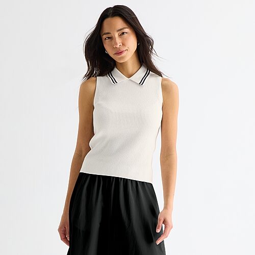 Click here for Stylus Womens Sleeveless Polo Sweater  Small  Whit... prices