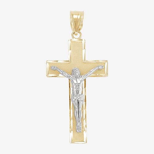 Click here for Crucifix Mens 14K Two Tone Gold Cross Pendant  One... prices