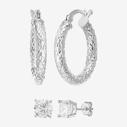 Click here for Womens Cubic Zirconia Sterling Silver Round 2 Pair... prices