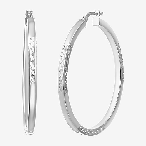 Click here for Womens Sterling Silver 45mm Round Hoop Earrings  O... prices