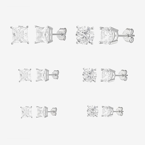Click here for Womens Cubic Zirconia Sterling Silver Round 6 Pair... prices