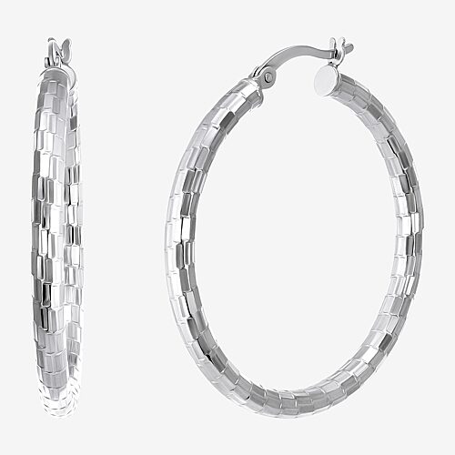 Click here for Womens Sterling Silver 35mm Round Hoop Earrings  O... prices