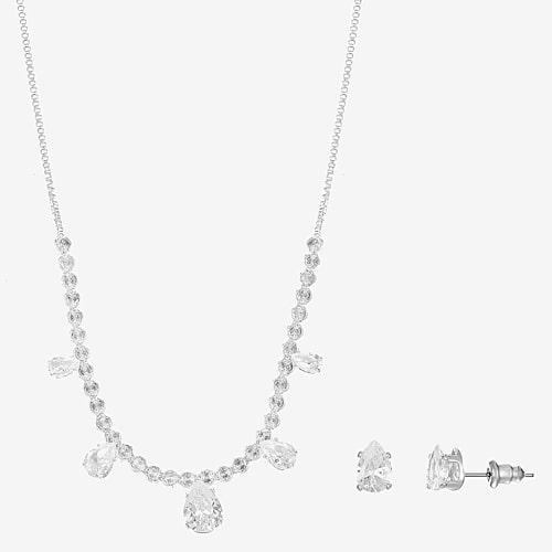 Sparkle Allure Light Up Box Womens Cubic Zirconia Pure Silver Over Brass 2-pc. Jewelry Set  One Size
