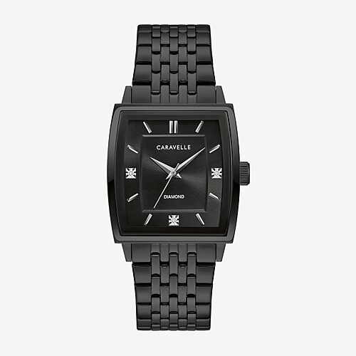 Click here for Caravelle Mens Classic Diamond Accent Black-Tone S... prices