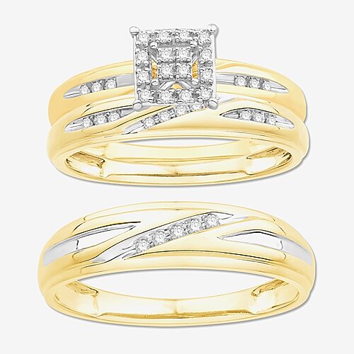 Click here for 3PC Trio Set Featuring 1/7 CT.T.W. Diamond 10K or... prices