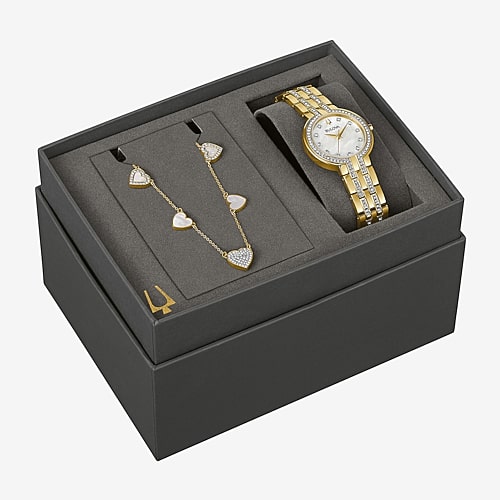 Click here for Bulova Crystal Womens Crystal Accent Gold Tone Sta... prices