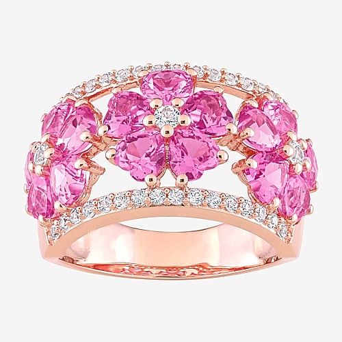Click here for Womens Lab Created Pink Sapphire 18K Rose Gold Ove... prices