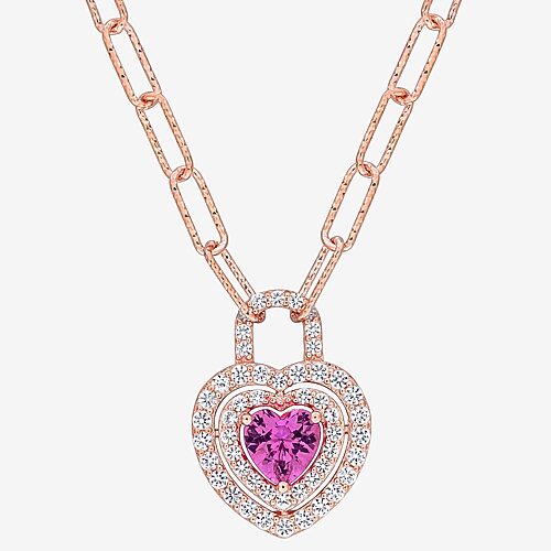 Click here for Womens Lab Created Pink Sapphire 18K Rose Gold Ove... prices