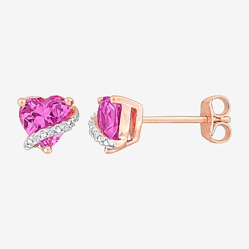 Click here for Diamond Accent Lab Created Pink Sapphire 18K Rose... prices