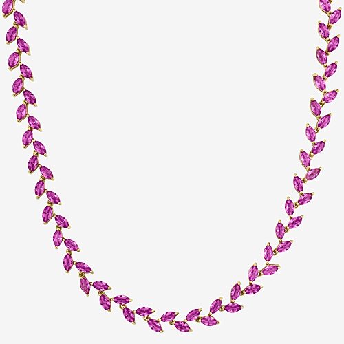 Click here for Womens Pink Sapphire Sterling Silver 17 Inch Tenni... prices