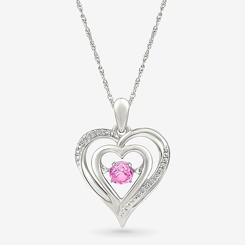 Click here for Womens Diamond Accent Lab Created Pink Sapphire St... prices