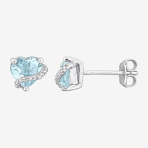 Click here for Diamond Accent Gemstone Sterling Silver 7.5mm Hear... prices