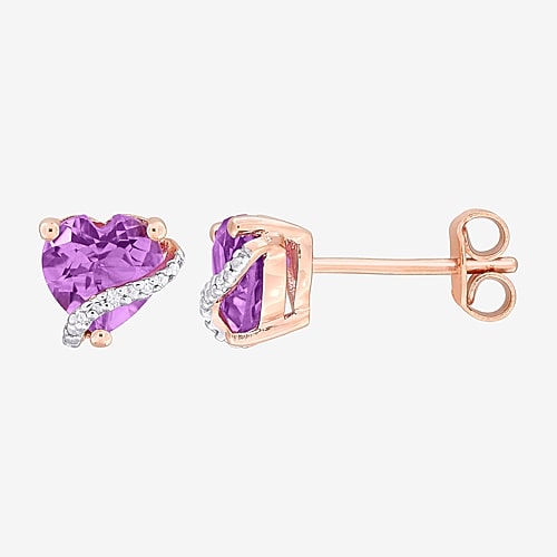 Click here for Diamond Accent Gemstone Sterling Silver 7.5mm Hear... prices