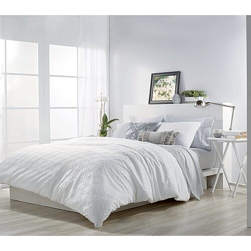 Click here for CHF Solid Ogee Duvet Cover Set  One Size  White prices