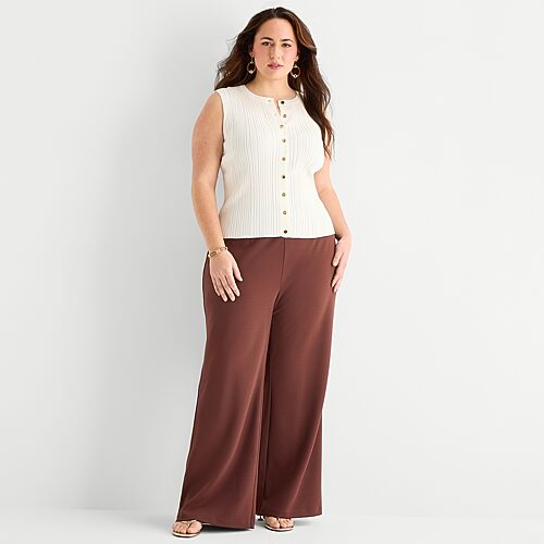 Click here for Bold Elements Womens Plus Wide Leg High Rise Trous... prices