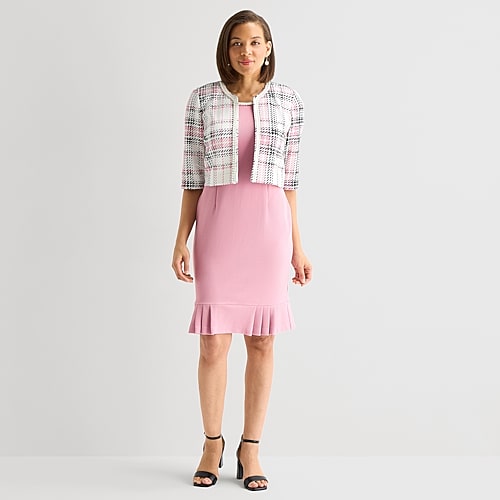 Click here for Maya Brooke Womens Plaid Jacket Dress  14  Pink prices