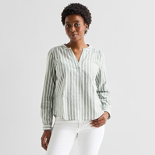 Click here for St. Johns Bay Womens V Neck Long Sleeve Blouse  Pe... prices