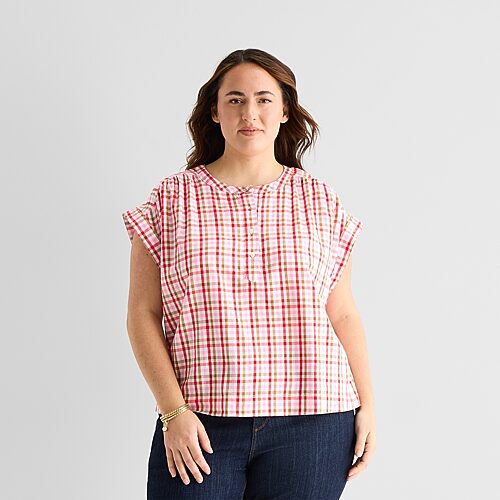 Click here for St. Johns Bay Womens Plus Round Neck Short Sleeve... prices