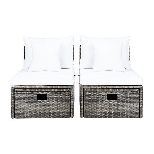 Click here for Pramla Outdoor Set With Ottoman - Grey brown/white prices