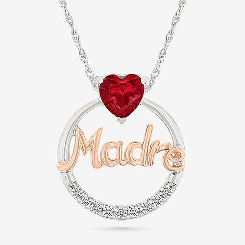 Click here for Madre Womens Lab Created Red Ruby 10K Rose Gold St... prices