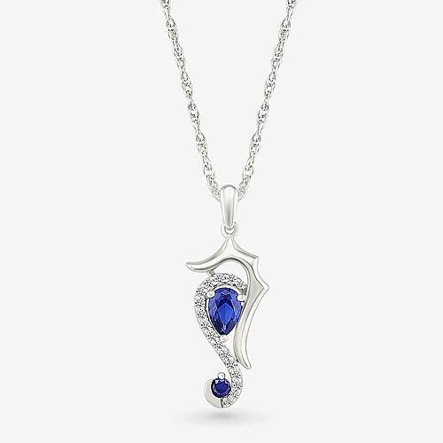 Click here for Sea Horse Womens Lab Created Blue Sapphire Sterlin... prices