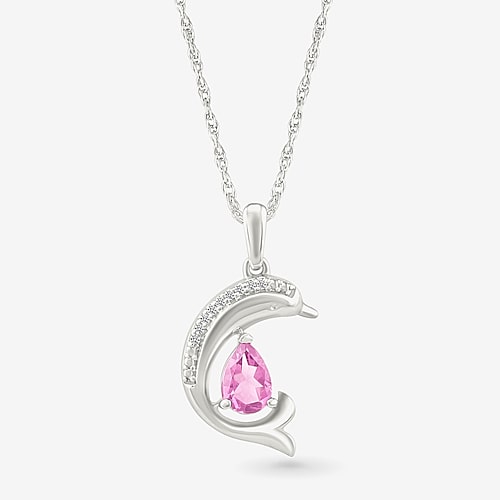 Click here for Dolphin Womens Diamond Accent Lab Created Pink Sap... prices