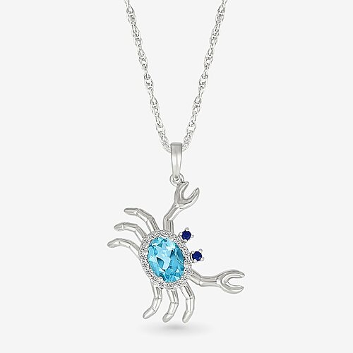 Click here for Crab Womens Genuine Blue Topaz Sterling Silver 18... prices