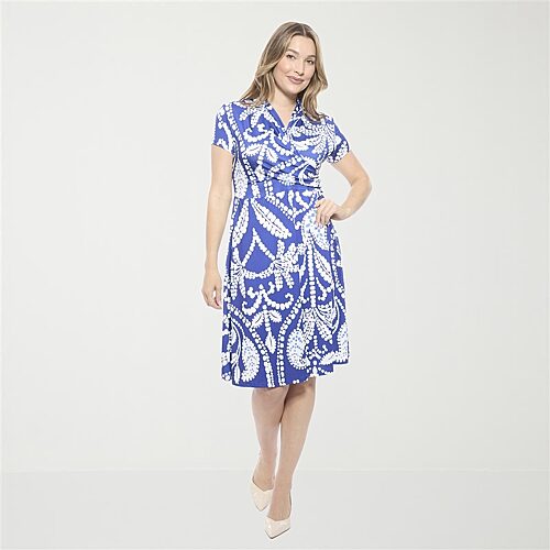 Click here for 24seven Comfort Apparel Womens Paisley V-Neck Shor... prices