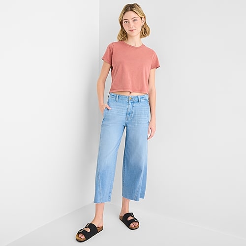 Click here for A.N.A Womens - Tall High Rise Frayed Hem Cropped J... prices