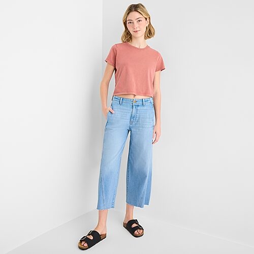 Click here for a.n.a Womens High Rise Frayed Hem Cropped Jean  16... prices