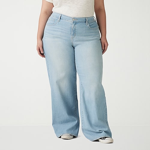 Levis Plus Size Mid Rise 318 Shaping Wide-Leg Jeans - Tall Glass Of Water