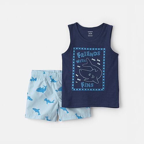 Click here for Carters Boys 2T-5T Shark Tank Top & Short  2-Piece... prices