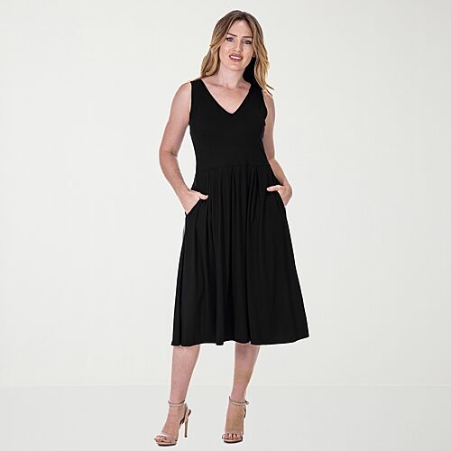 Click here for 24seven Comfort Apparel Womens Midi V Neck Sleevel... prices