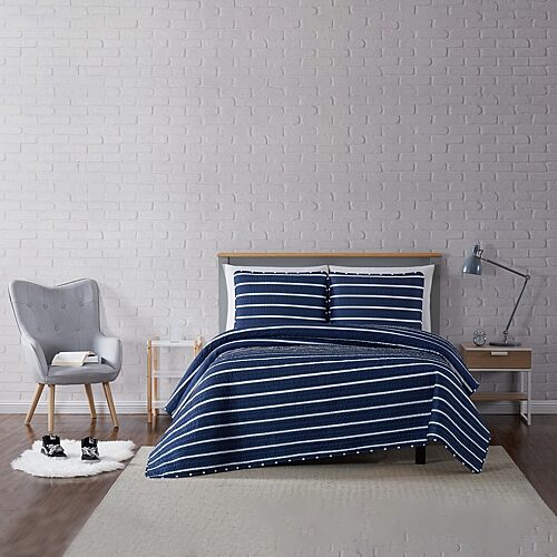 Click here for Truly Soft Maddow Stripe Quilt Set  One Size  Blue prices