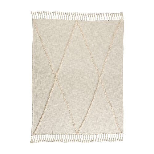 LR Home Iris Diamond Washable Throw  One Size  White