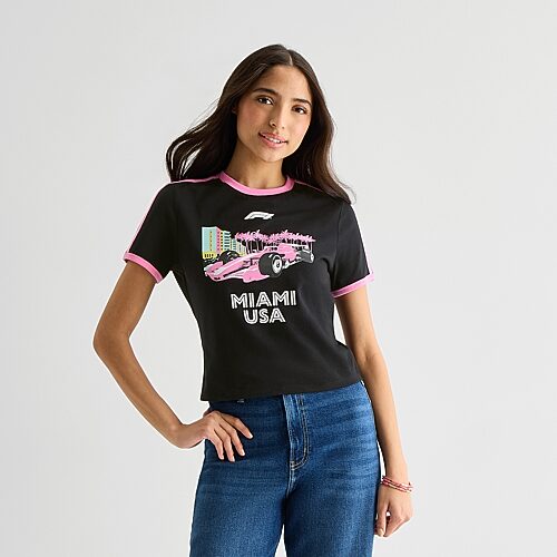Click here for Formula 1 Baby Tee Womens Juniors Crew Neck Short... prices