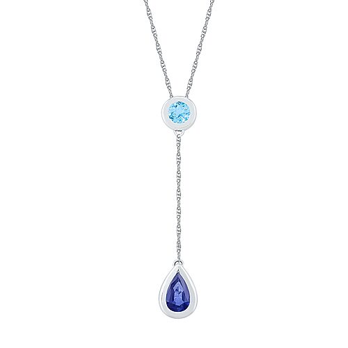 Click here for Womens Blue Sapphire Sterling Silver 18 Inch Y Nec... prices