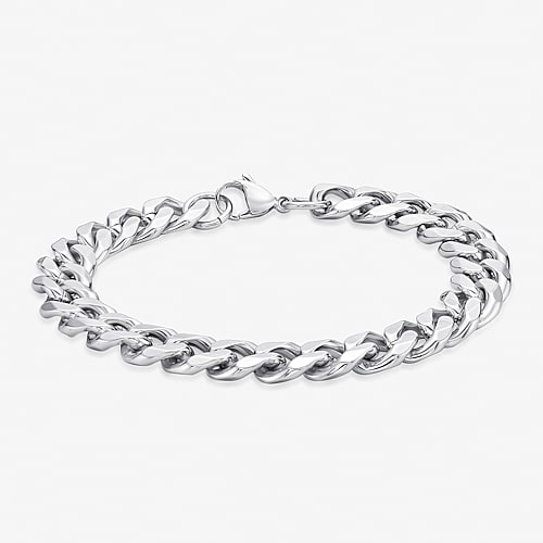 Click here for Mens Stainless Steel 9 Inch Solid Cuban Chain Brac... prices