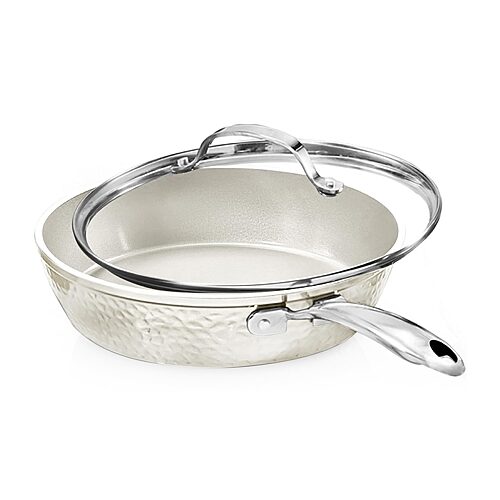 Click here for Gotham Steel Hammered Cream 10 in. Ceramic Nonstic... prices
