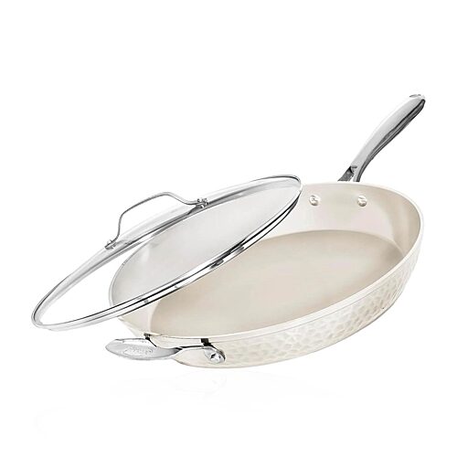 Click here for Hammered Cream 14 in. Ceramic Nonstick Frying Pan... prices