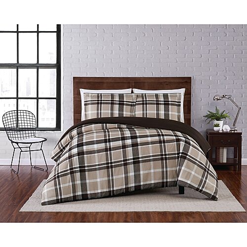 Click here for Truly Soft Paulette Plaid Taupe 3pc. Duvet Cover S... prices