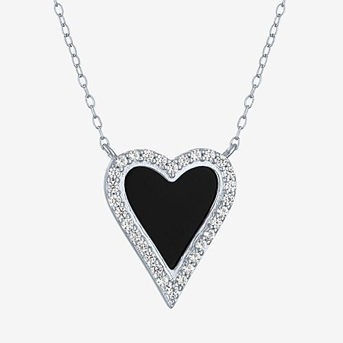 Click here for Womens Genuine Black Onyx Sterling Silver Heart 16... prices