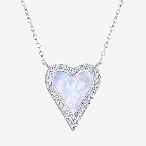 Click here for Womens Lab Created White Opal Sterling Silver Hear... prices